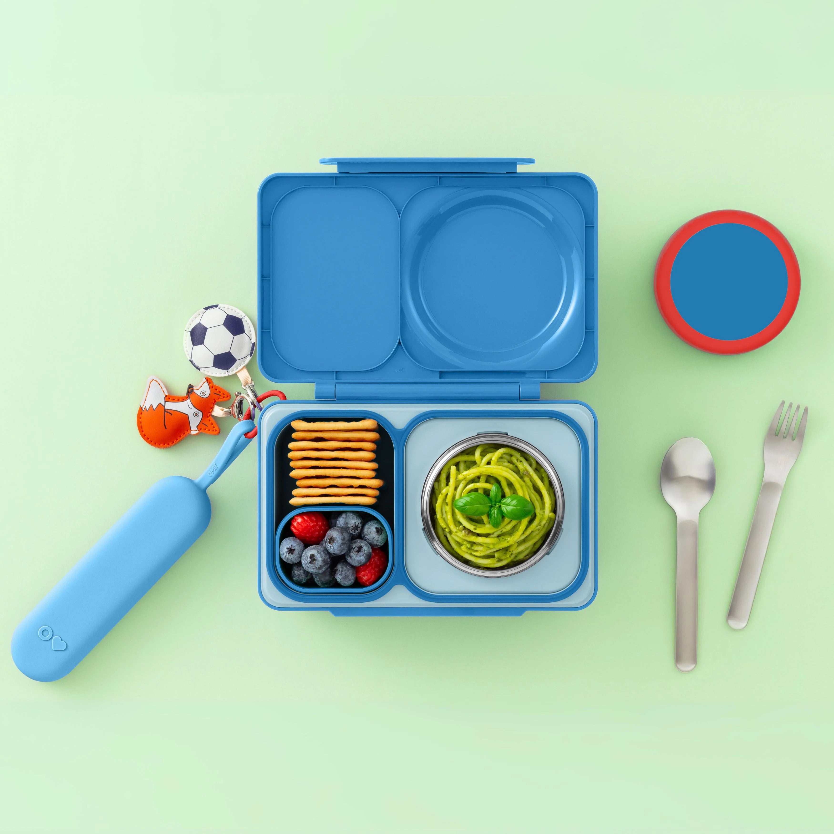 OmieBox UP Lunch Box with Fork, Spoon + Pod Set - Cosmic Blue 9Y+ – Mom ...